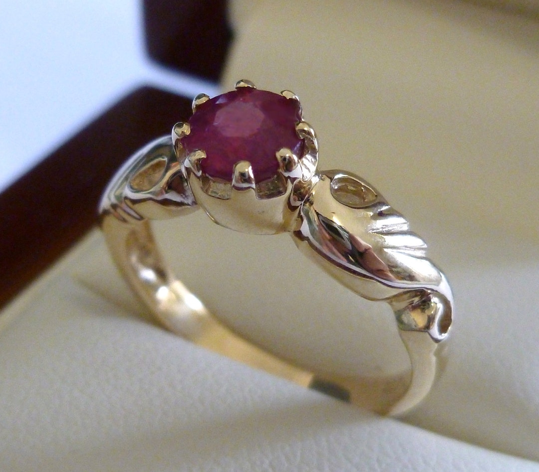 Gold Ruby Ring, 9ct 9K Ladies Ruby Ring, Womens Ruby Ring, Vintage ...