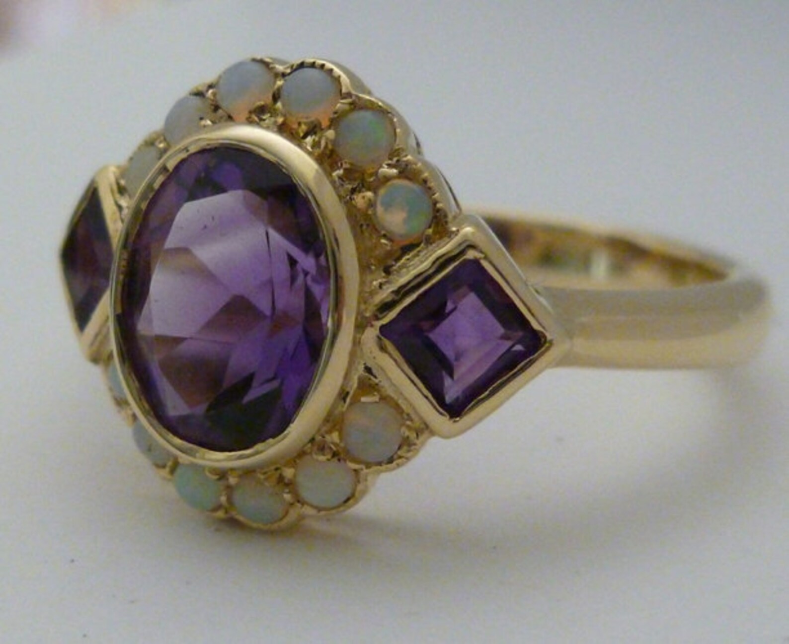 9ct Gold Victorian Amethyst Ring Solid Gold Antique Opal - Etsy