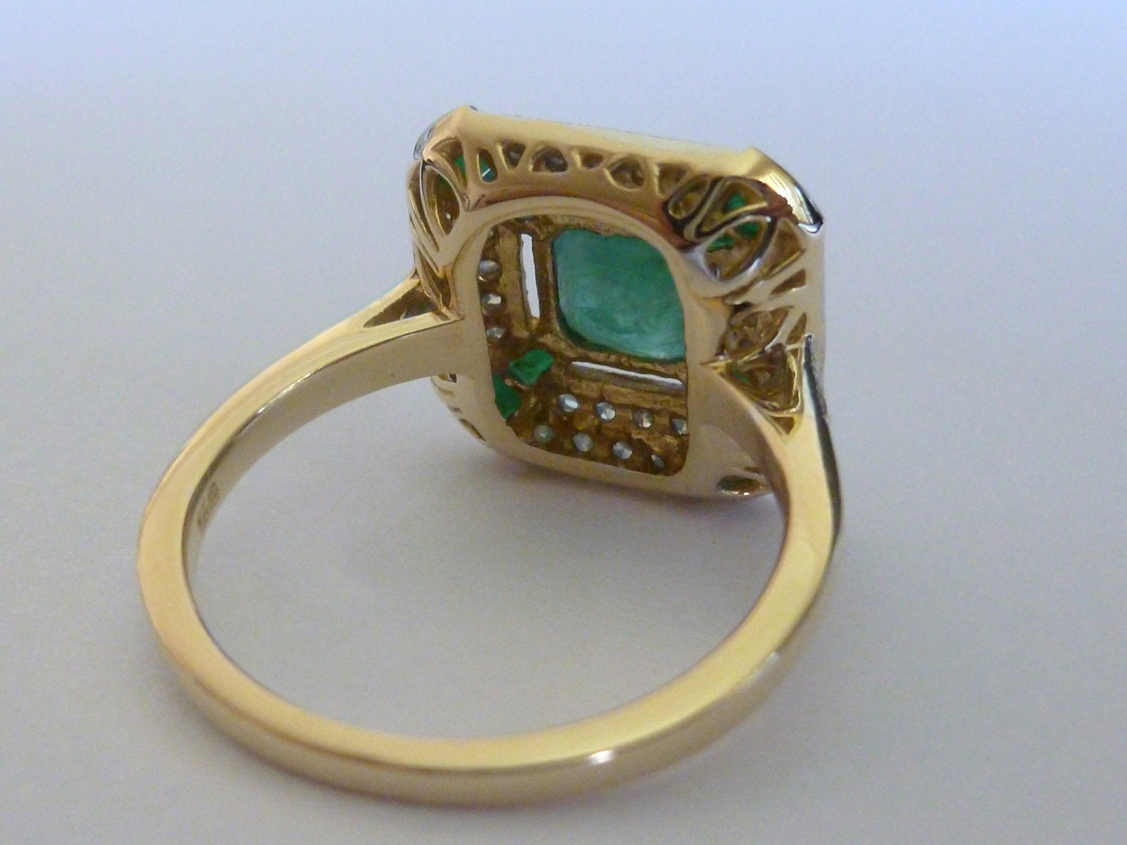 Art Deco Vintage Gold Emerald Ring 9ct 9K 375 Diamond Antique - Etsy