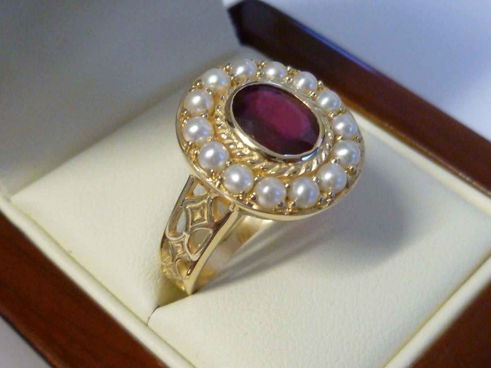 Gold Ruby Ring With Pearls Vintage Inspired 9ct 9k Solid - Etsy