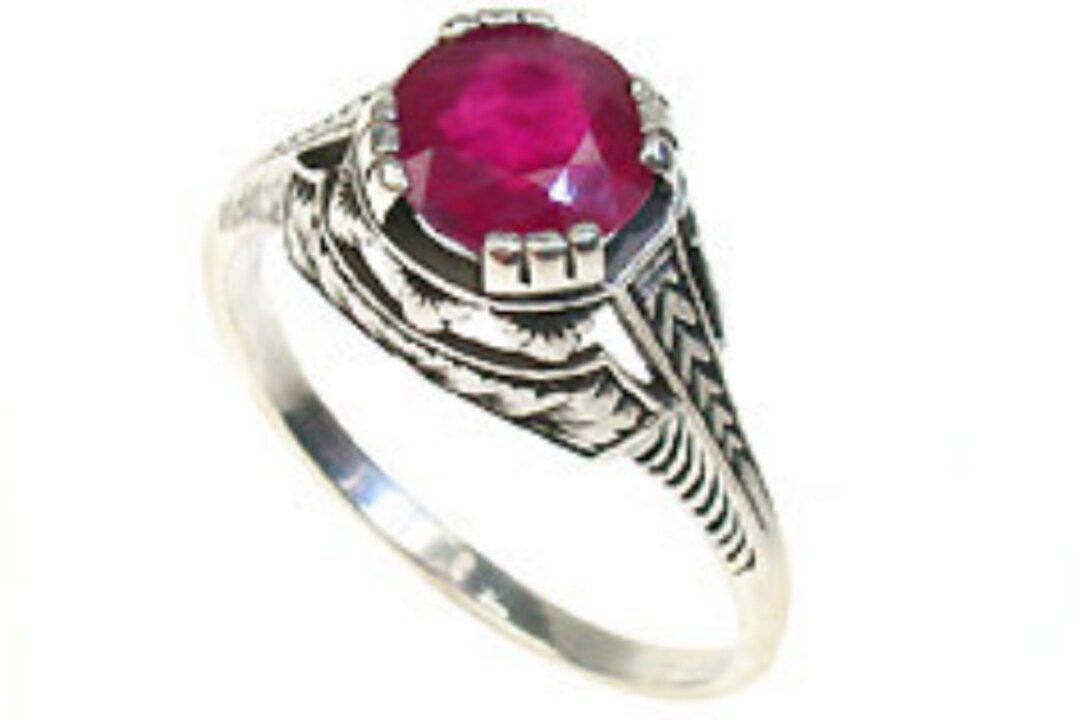 Platinum Ruby Ring, Art Deco Ruby Ring, PT900, Women's Platinum ...