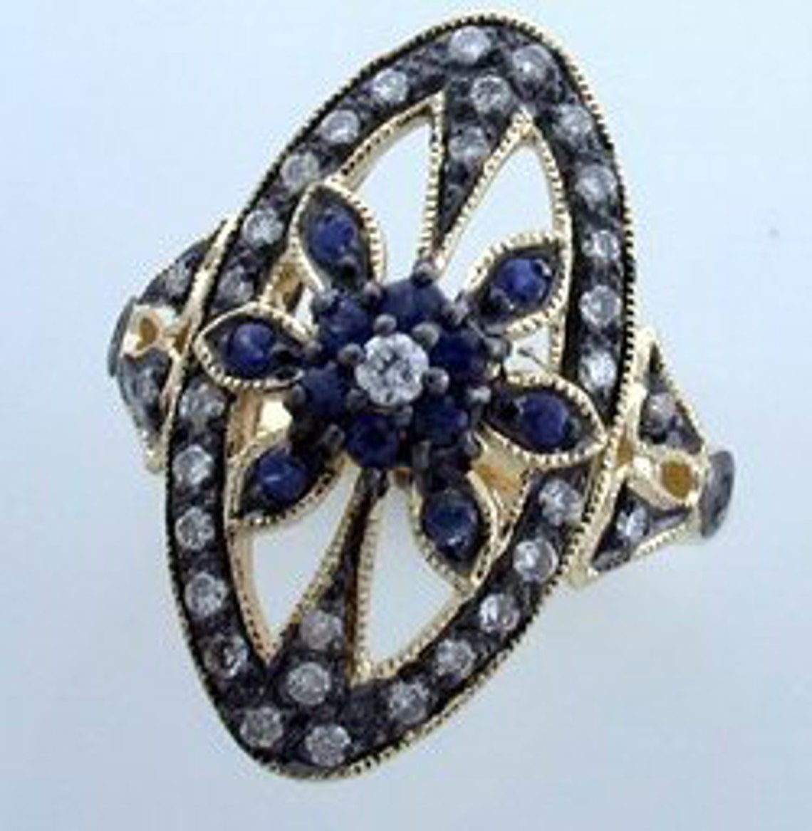 Antique Sapphire Ring 9ct 9k Solid Gold Victorian Diamond - Etsy