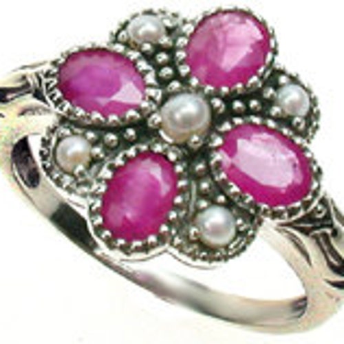 Vintage Ruby & Pearl Diamond Ring Antique 9ct 9K Solid Gold - Etsy