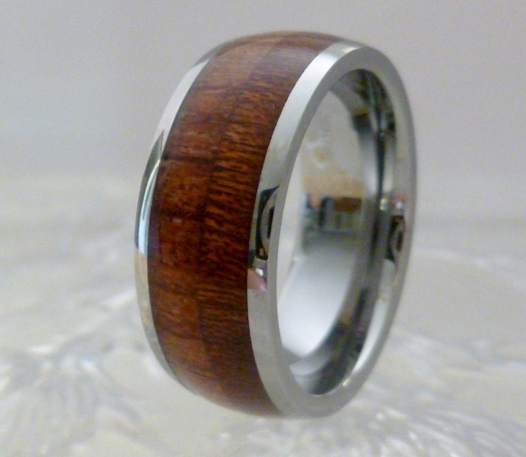 Tungsten Ring Koa Wood Inlay, Wedding Wood Ring, Comfort Fit, Tungsten ...
