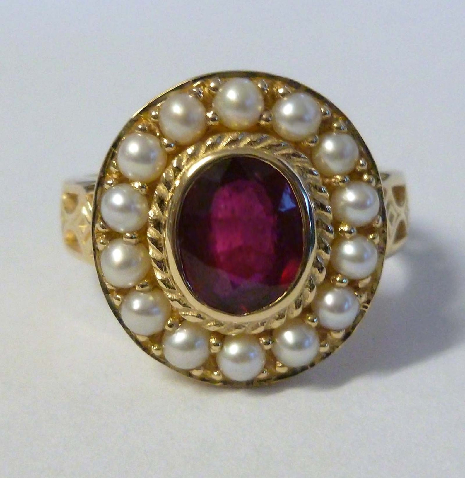 Gold Ruby Ring With Pearls Vintage Inspired 9ct 9k Solid - Etsy