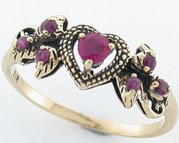 Love Heart Gold Ruby Ring 9ct 9k Solid Gold Heart Ring | Etsy