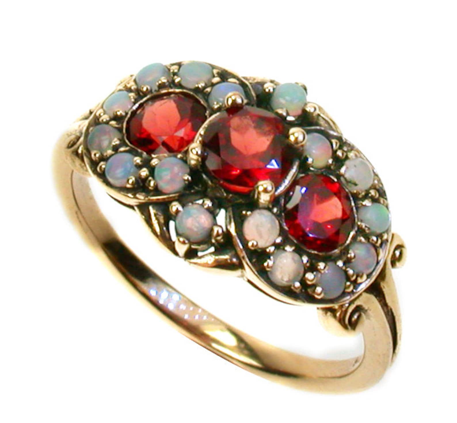 Gold Vintage Garnet Ring Antique Opal Ring 9k 14k 18k - Etsy