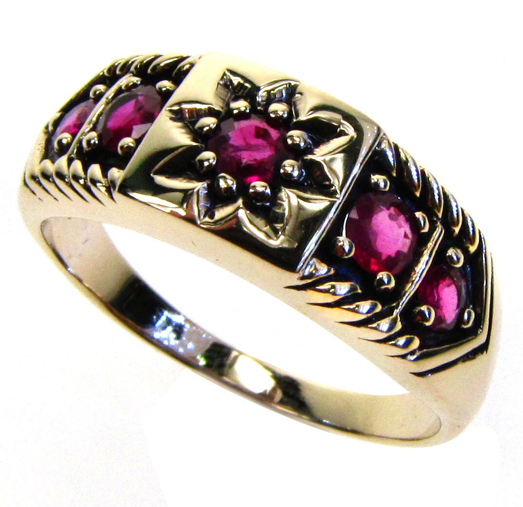 Gold Ruby Ring Vintage Flower Ring Antique Ruby 9k 375 10k - Etsy