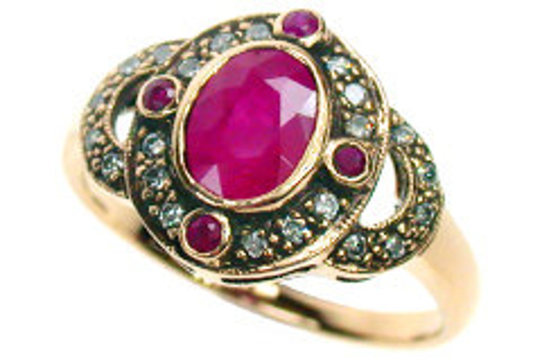 9k Gold Ruby Ring With Diamonds, Vintage Ruby Ring, Also Avail in ...