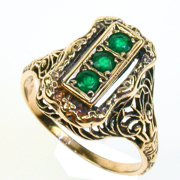 Antique Emerald Ring - Etsy