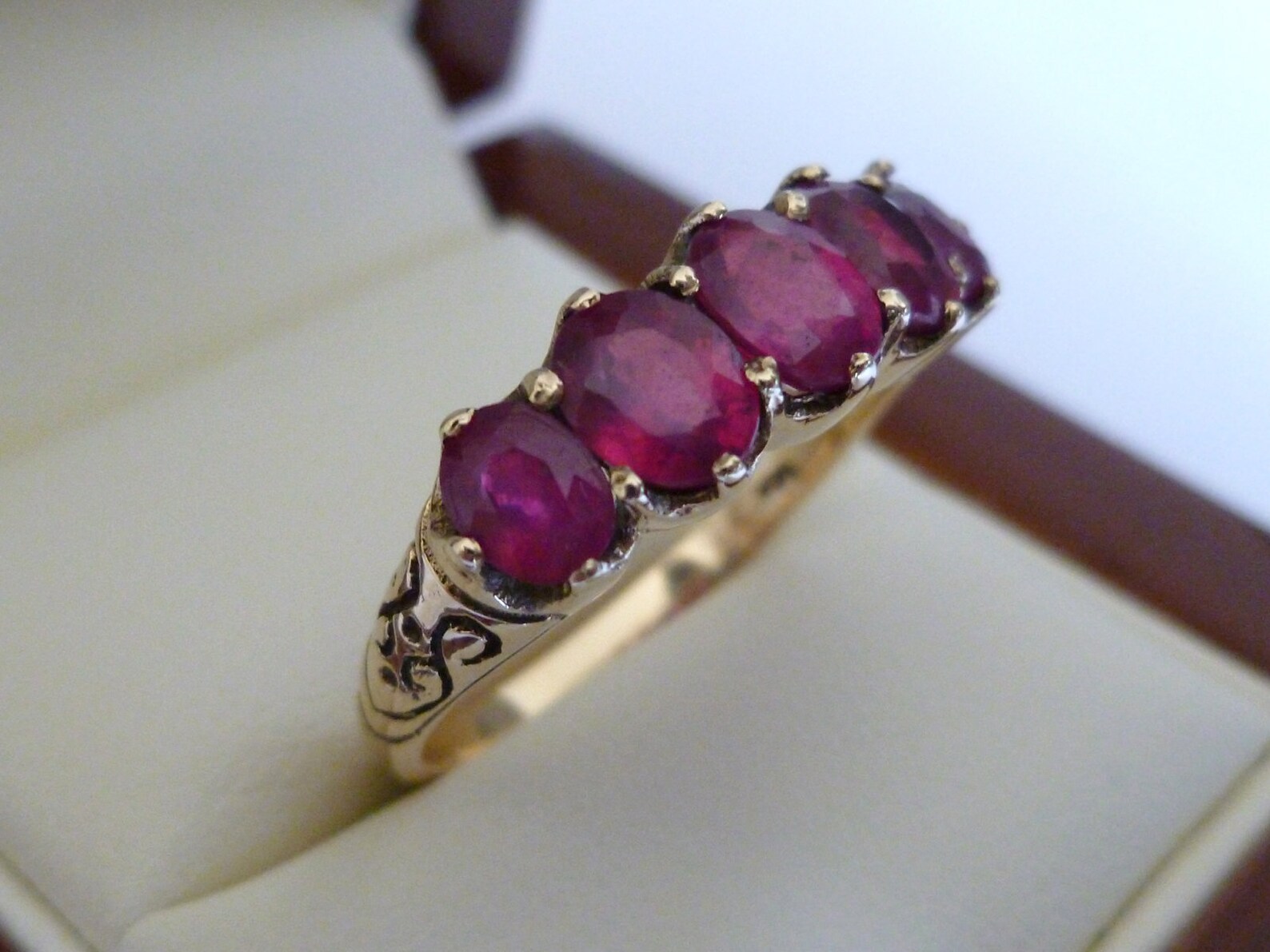 Vintage Ruby Ring, 9k 9ct, Gold Victorian Ruby Ring, Women's Scroll ...