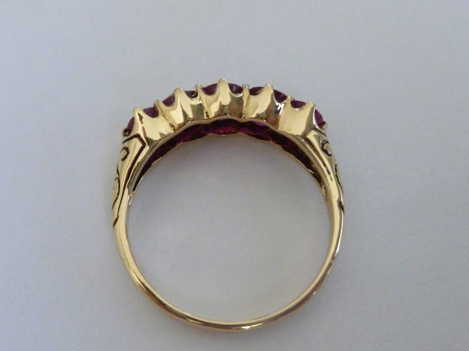 Vintage Ruby Ring, 9k 9ct, Gold Victorian Ruby Ring, Women's Scroll ...