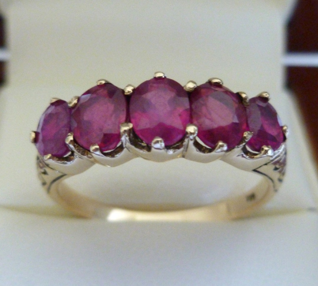 Vintage Ruby Ring, 9k 9ct, Gold Victorian Ruby Ring, Women's Scroll ...
