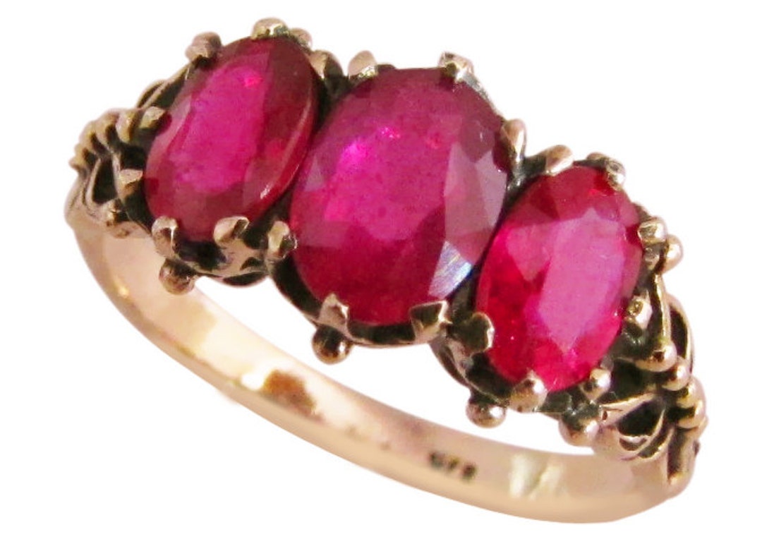 Rose Gold Vintage Ruby Ring, Solid Gold, 9ct 9k 14k 18k, Womens Antique ...