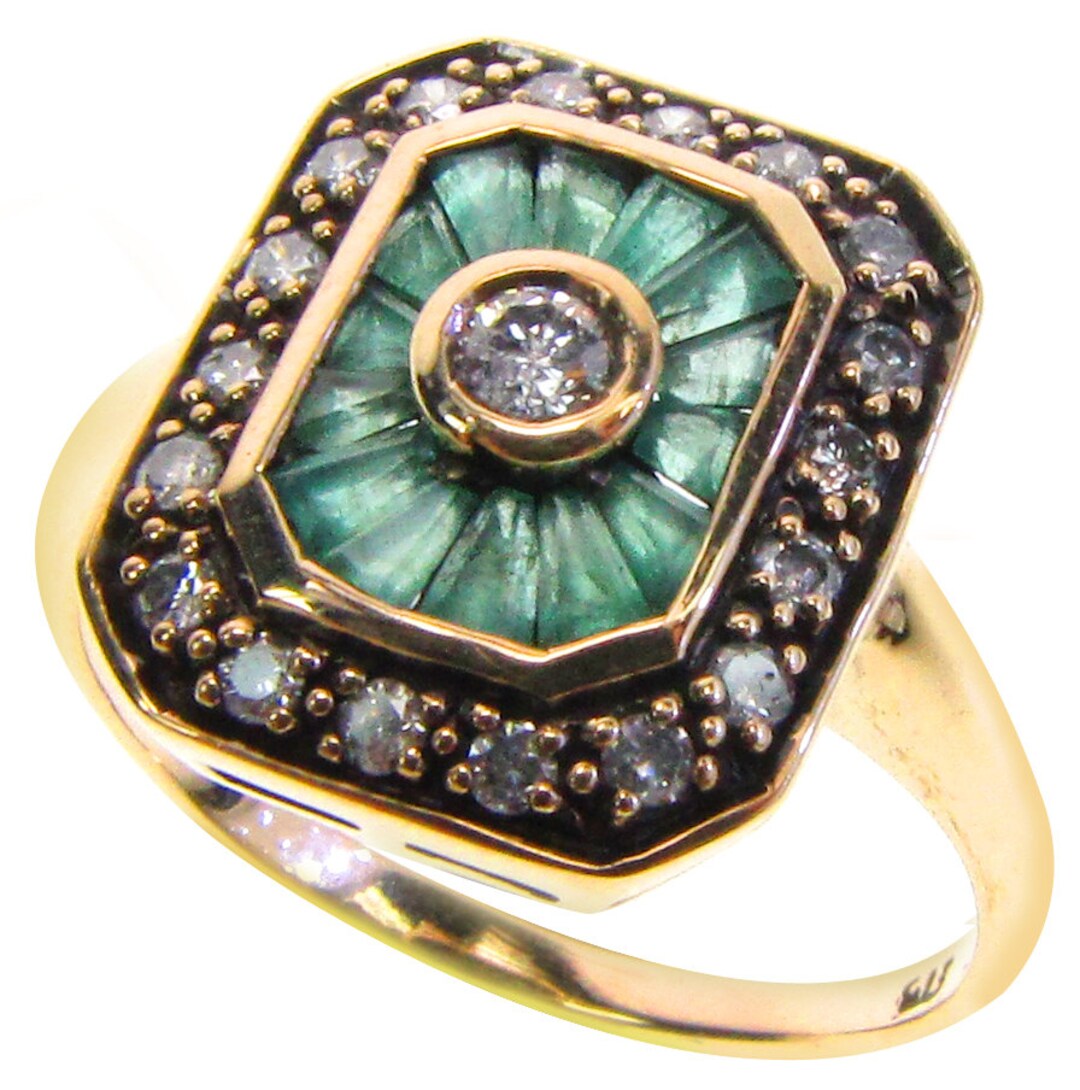 Art Deco Emerald Ring With Diamonds, 9ct 9k 14k 18k Vintage Emerald ...
