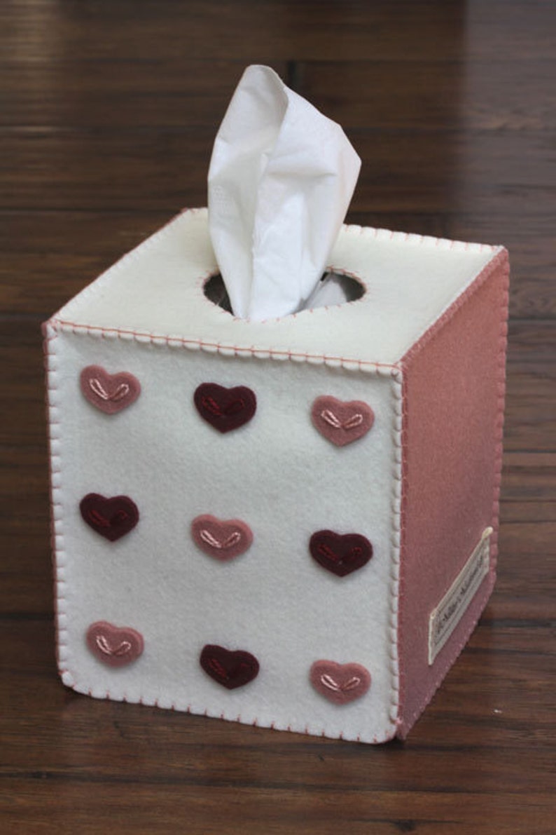 Nikkie's Felt Heart Tissue Box Cover-indian Pink & Wine - Etsy
