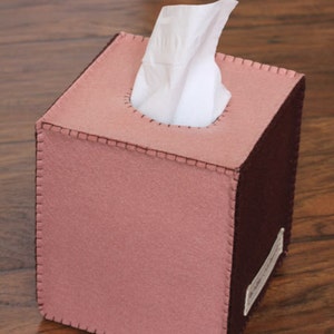 Nikkie's Simple Felt Tissue Box Cover-indian Pink & Dark Brown - Etsy
