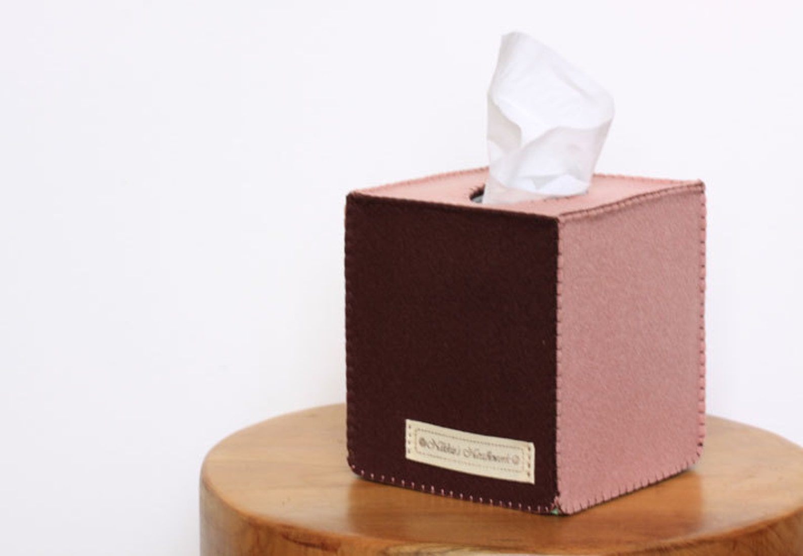 Nikkie's Simple Felt Tissue Box Cover-indian Pink & Dark - Etsy