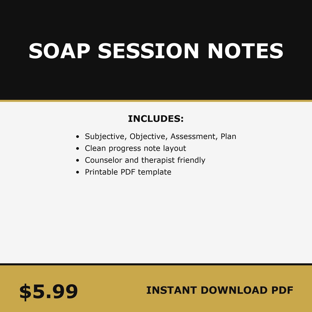 SOAP Session Notes Template | Counselor | Therapist | Progress Notes ...