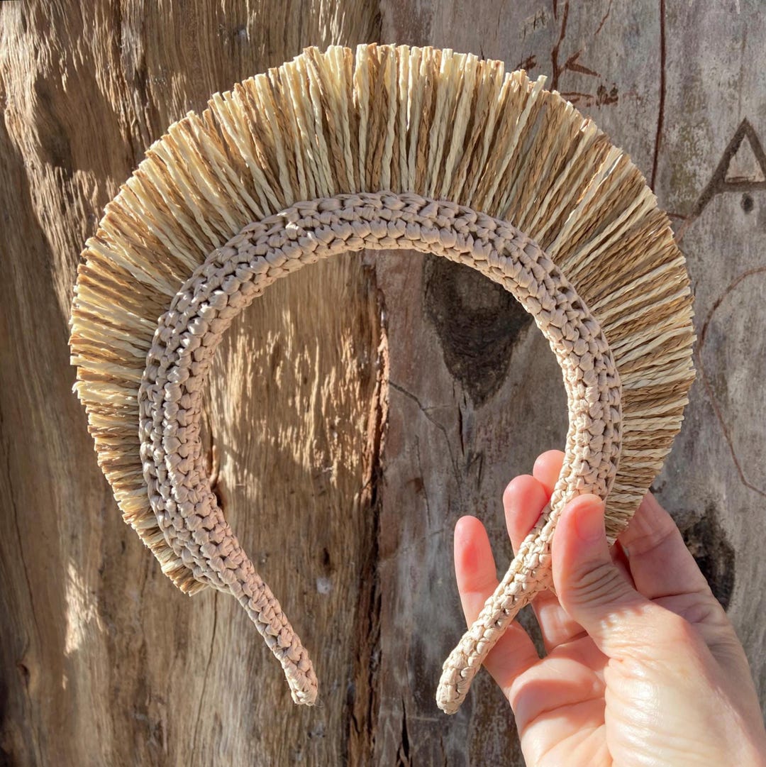 Handmade Raffia Crown Headband: Boho Fringe Headpiece - Etsy