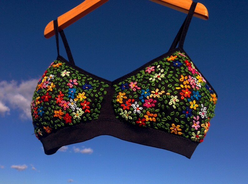 Hand Embroidered Top Bra Nature Inspired Must Have for Woman | Etsy