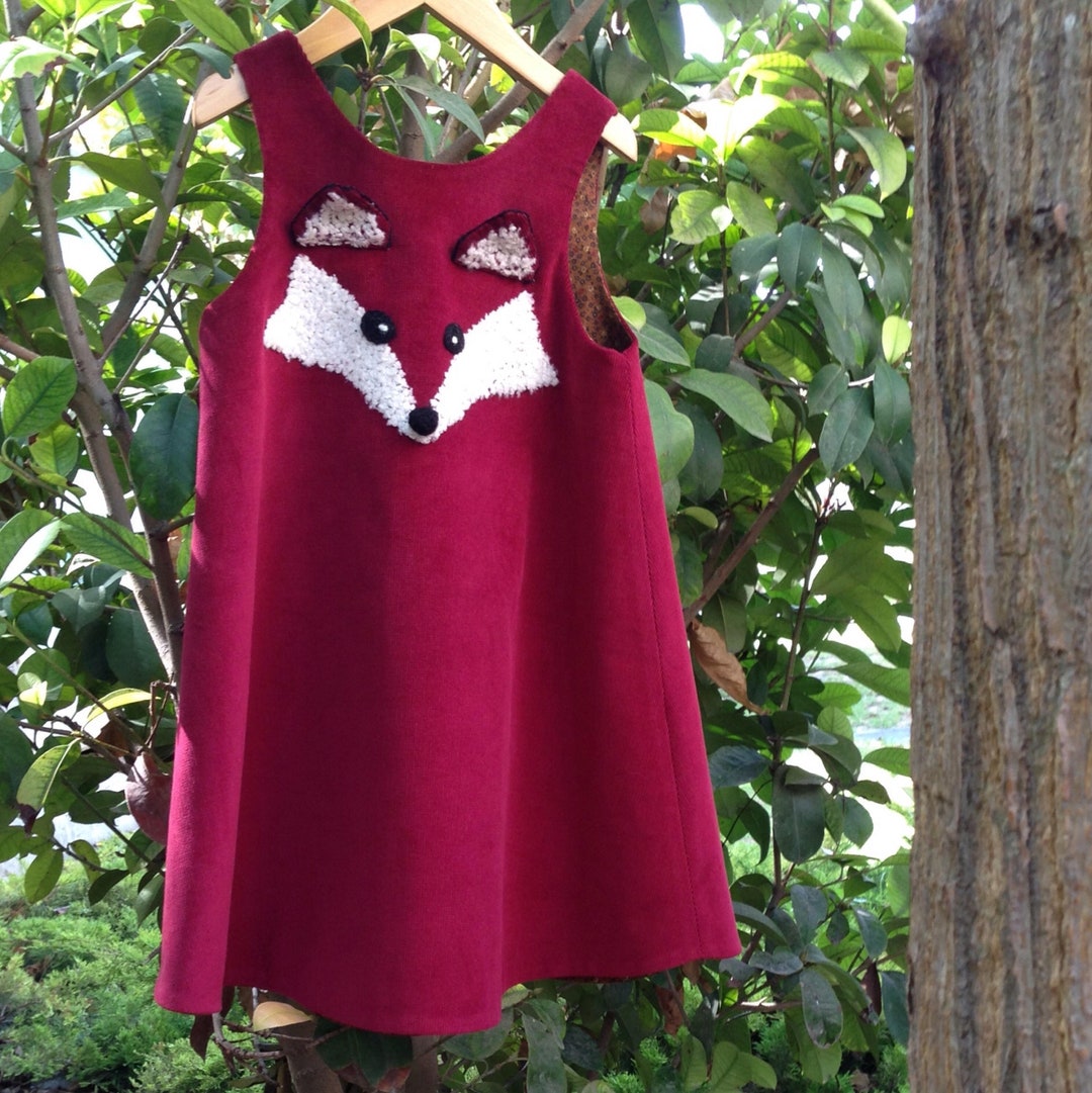 Embroidered Fox Dress 5T Ready to Ship. Christmas Gift for a - Etsy