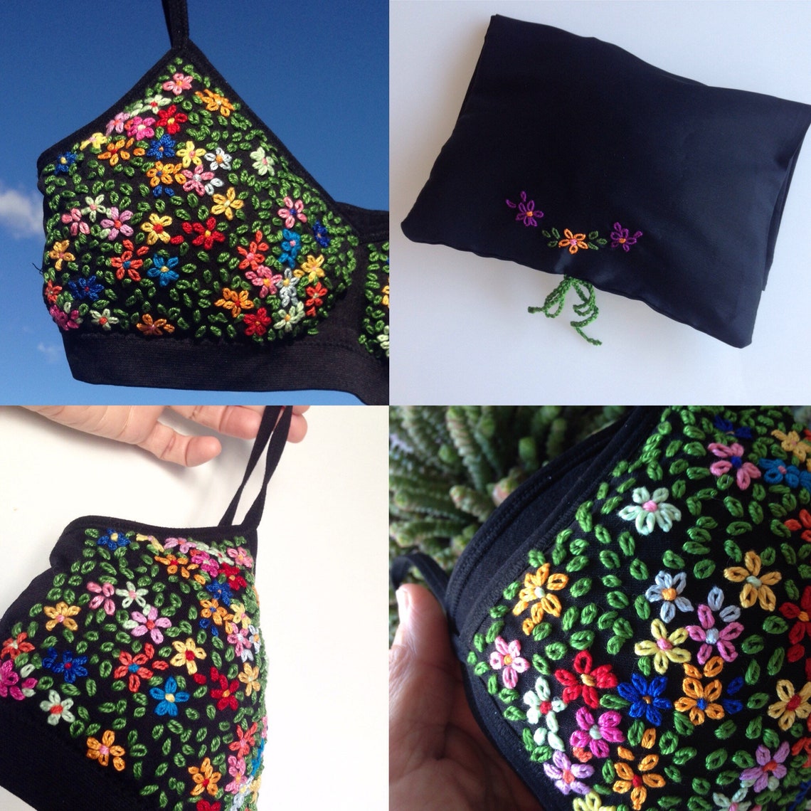 Hand Embroidered Top Bra Nature Inspired Must Have for Woman - Etsy