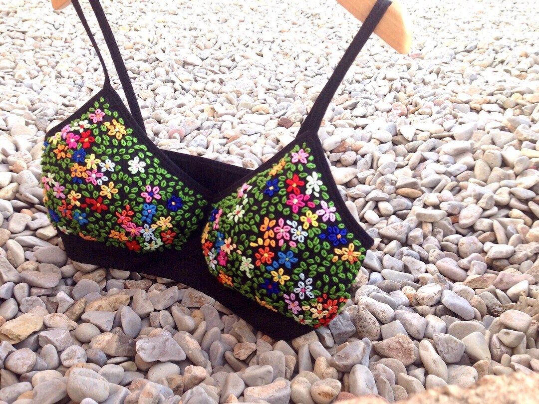 Hand Embroidered Top Bra Nature Inspired Must Have for Woman - Etsy