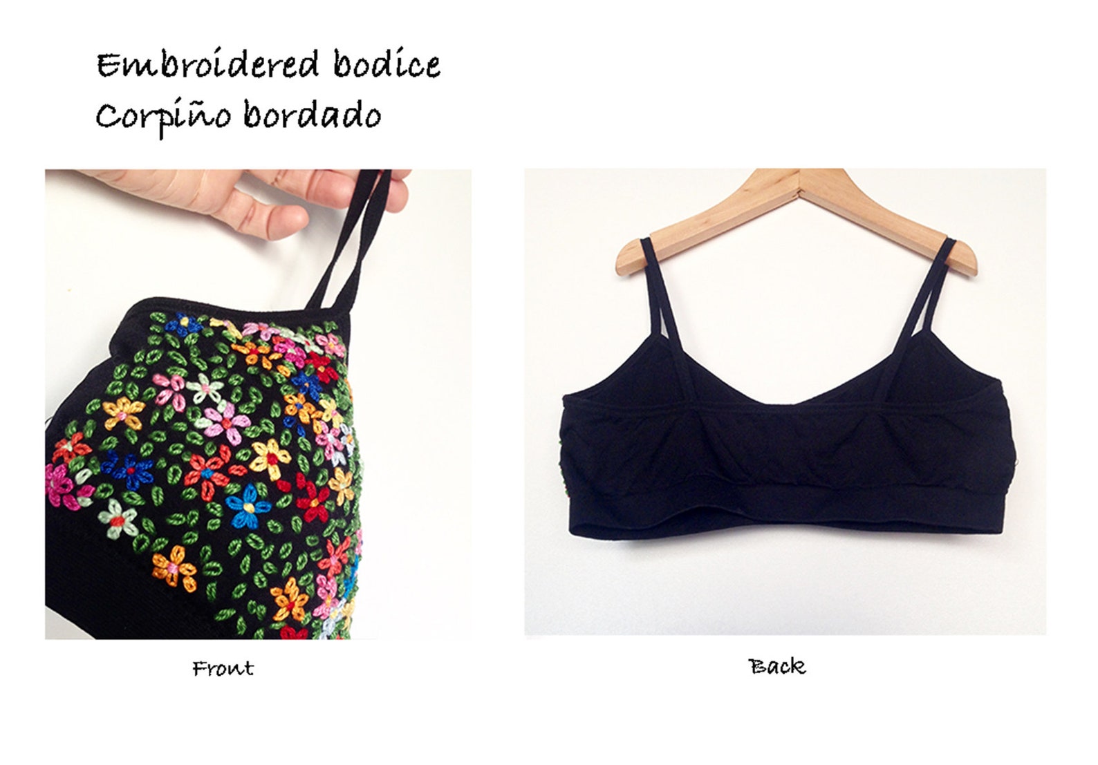 Hand-embroidered Floral Top Bra Nature-inspired. Special Women's Gifts ...