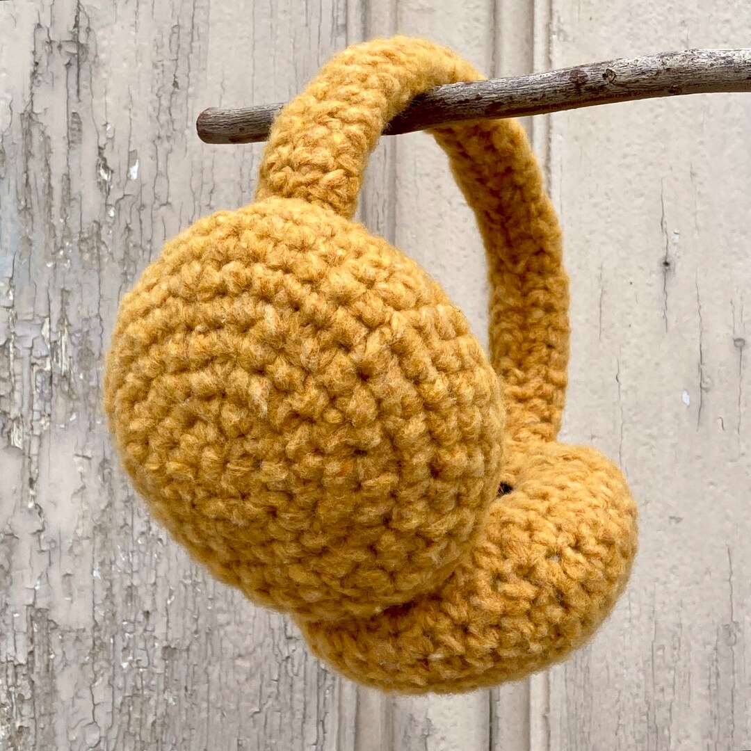 Wool Earmuffs Over the Head Mustard Color. Foldable Earwarmers for ...