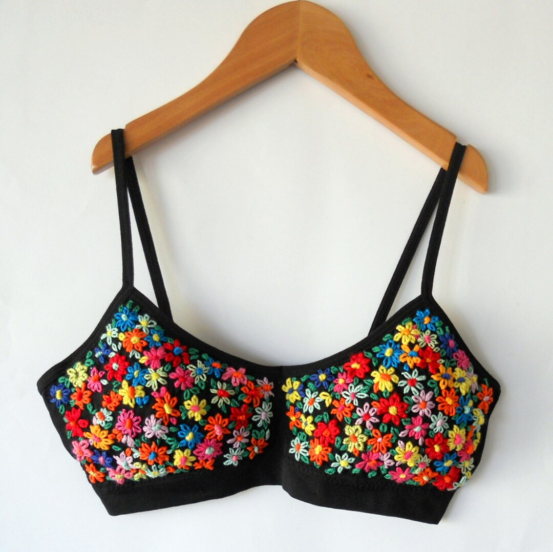 Hand Embroidered Bodice Embroidered Top Bra a Lovely Gift - Etsy