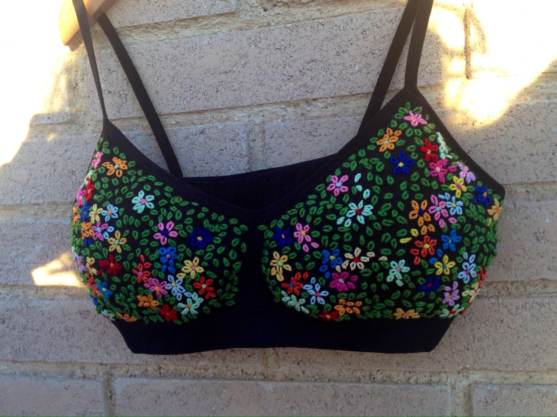 Hand Embroidered Top Bra Nature Inspired Must Have for Woman | Etsy