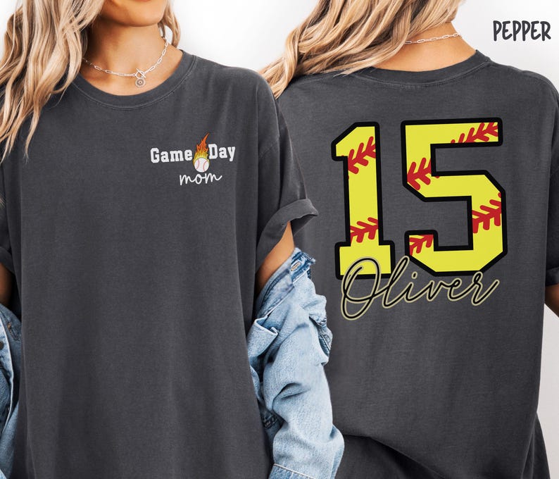 Game Day Softball Shirt, Custom Number Name Tee, Personalized Softball ...