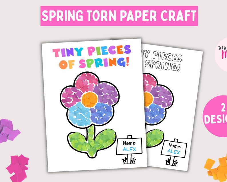 Spring Flower Torn Paper Craft, Flower Craft Template, Fine Motor ...