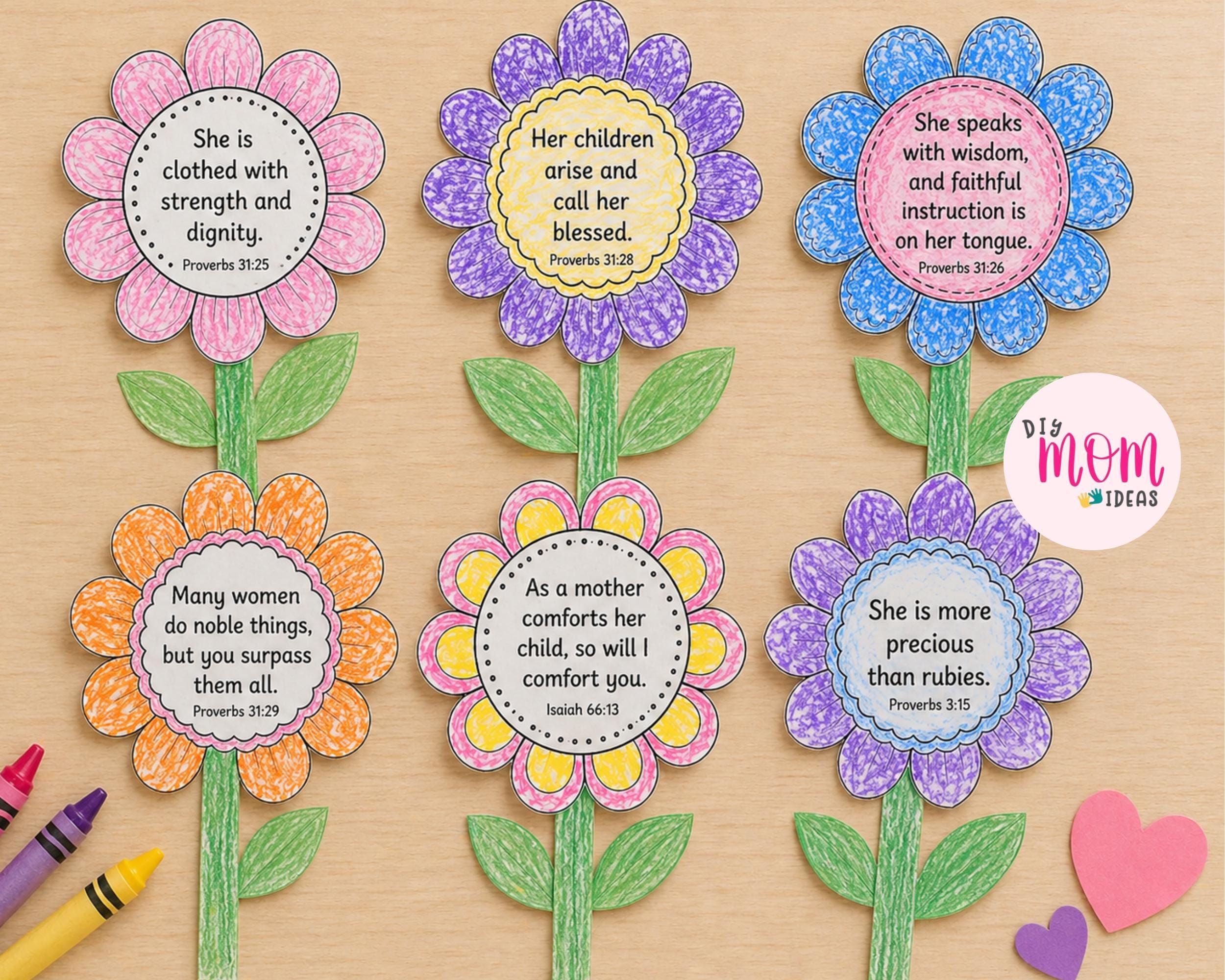 Christian Mother's Day Craft Flower Bouquet Craft Printable Christian ...