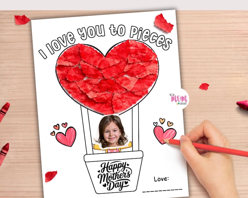 Mother’s Day Craft Printable I Love You to Pieces Template, DIY Mom ...