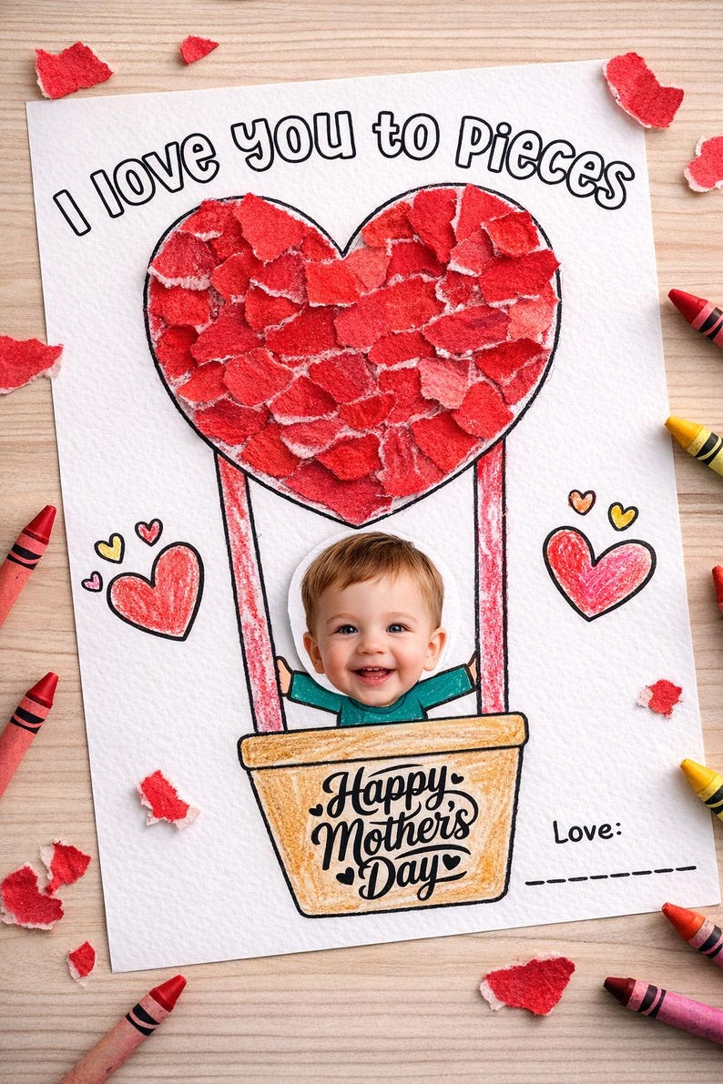 Mother’s Day Craft Printable I Love You to Pieces Template, DIY Mom ...