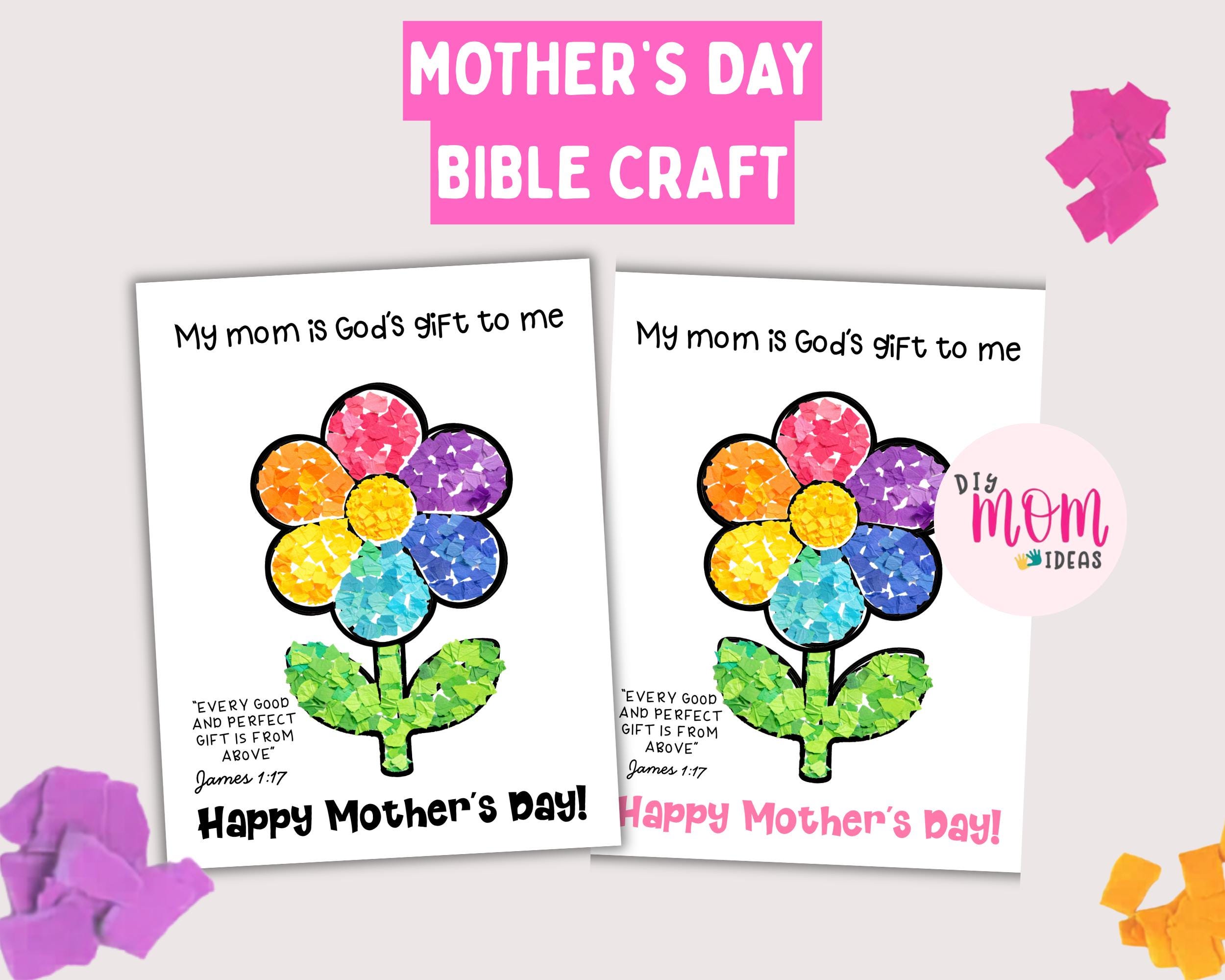 Printable Christian Mother's Day Bible Verse Flower Craft for Kids ...