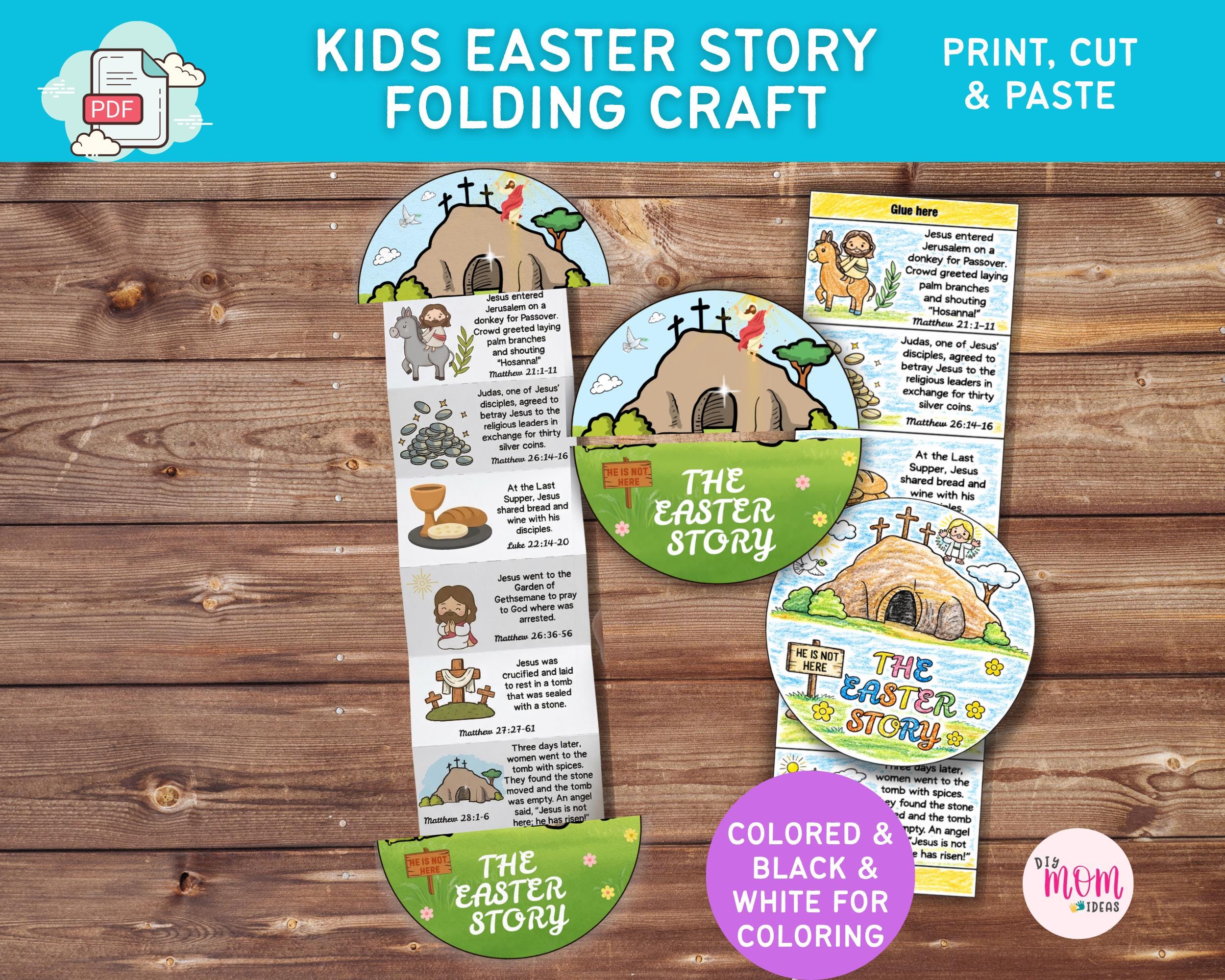 Kids Easter Story Folding Craft, Holy Week Timeline, Easter Story Craft ...