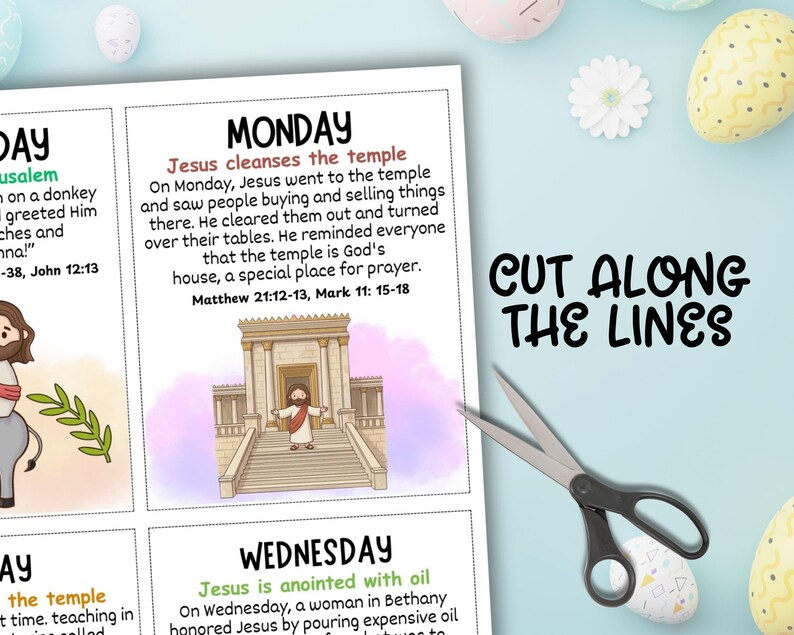 Printable Holy Week Story Cards for Kids, Easter Bible Lesson Activity ...
