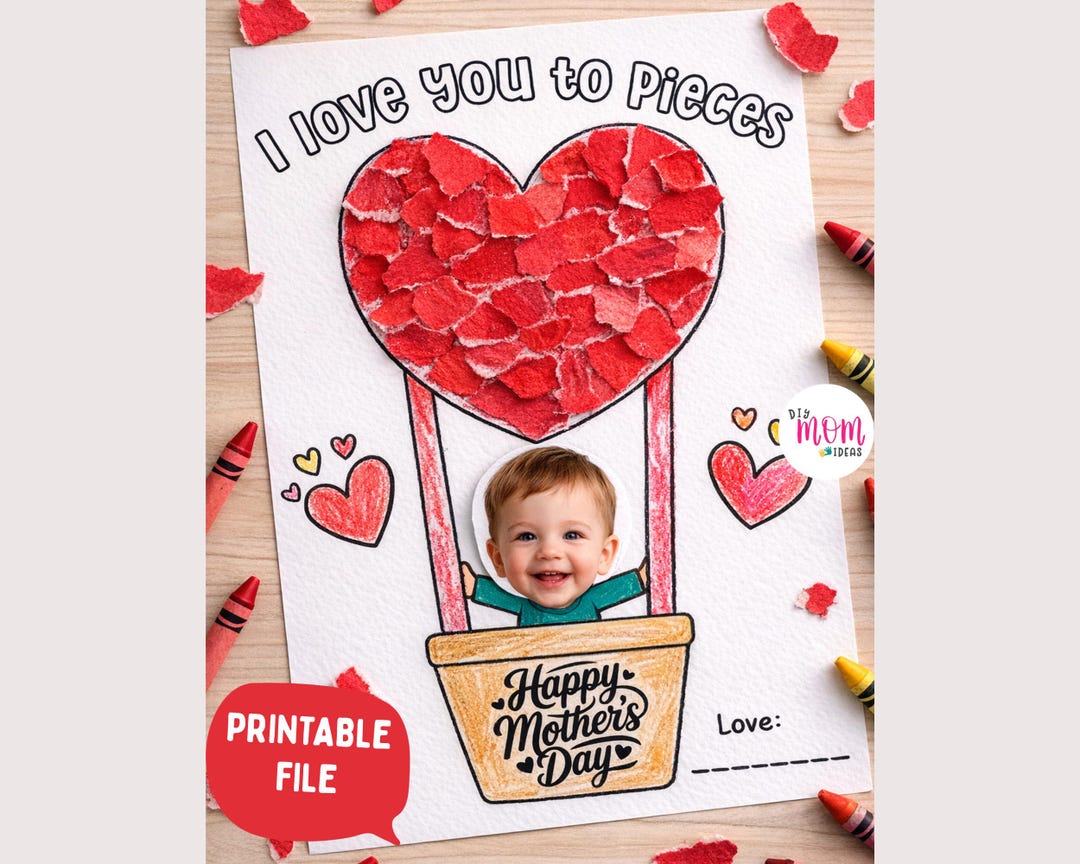 Mother’s Day Craft Printable I Love You to Pieces Template, DIY Mom ...