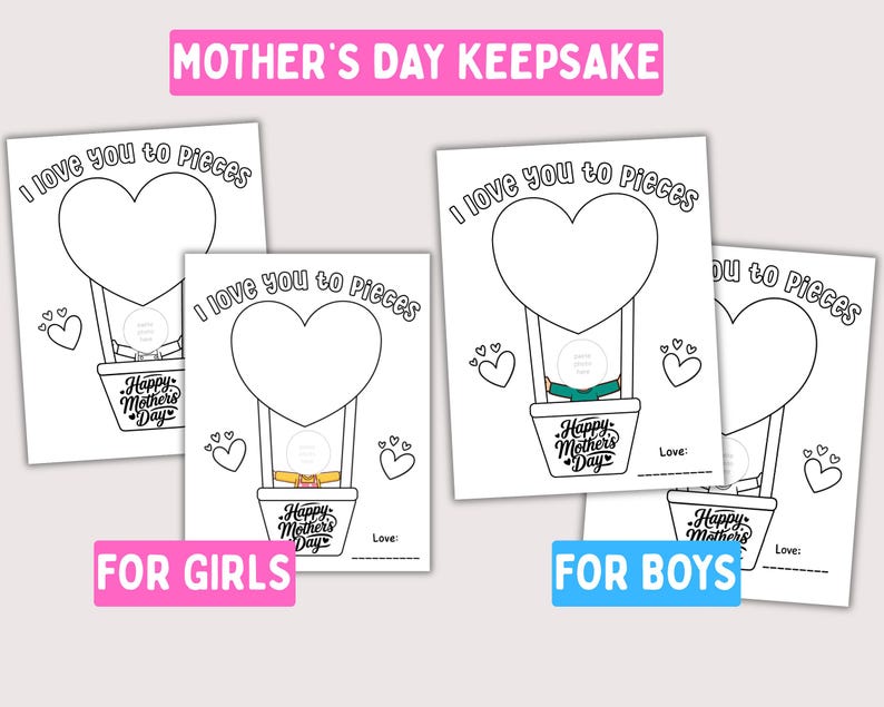 Mother’s Day Craft Printable I Love You to Pieces Template, DIY Mom ...