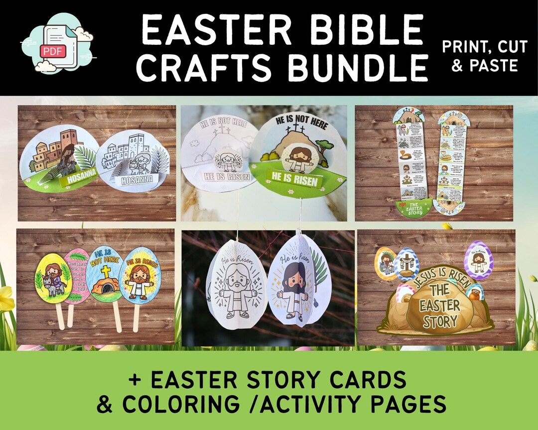 Easter Bible Crafts Bundle for Kids, Holy Week Crafts Printable ...