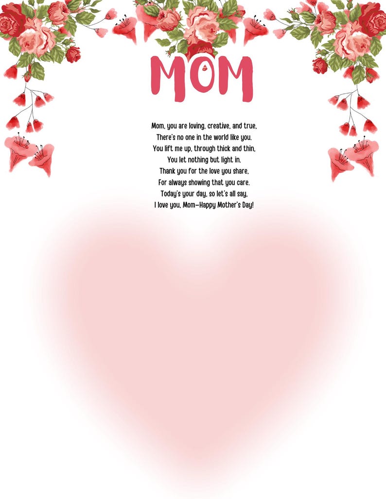 Mother's Day Handprint Art Keepsake With Heart, DIY Preschool Craft - Etsy