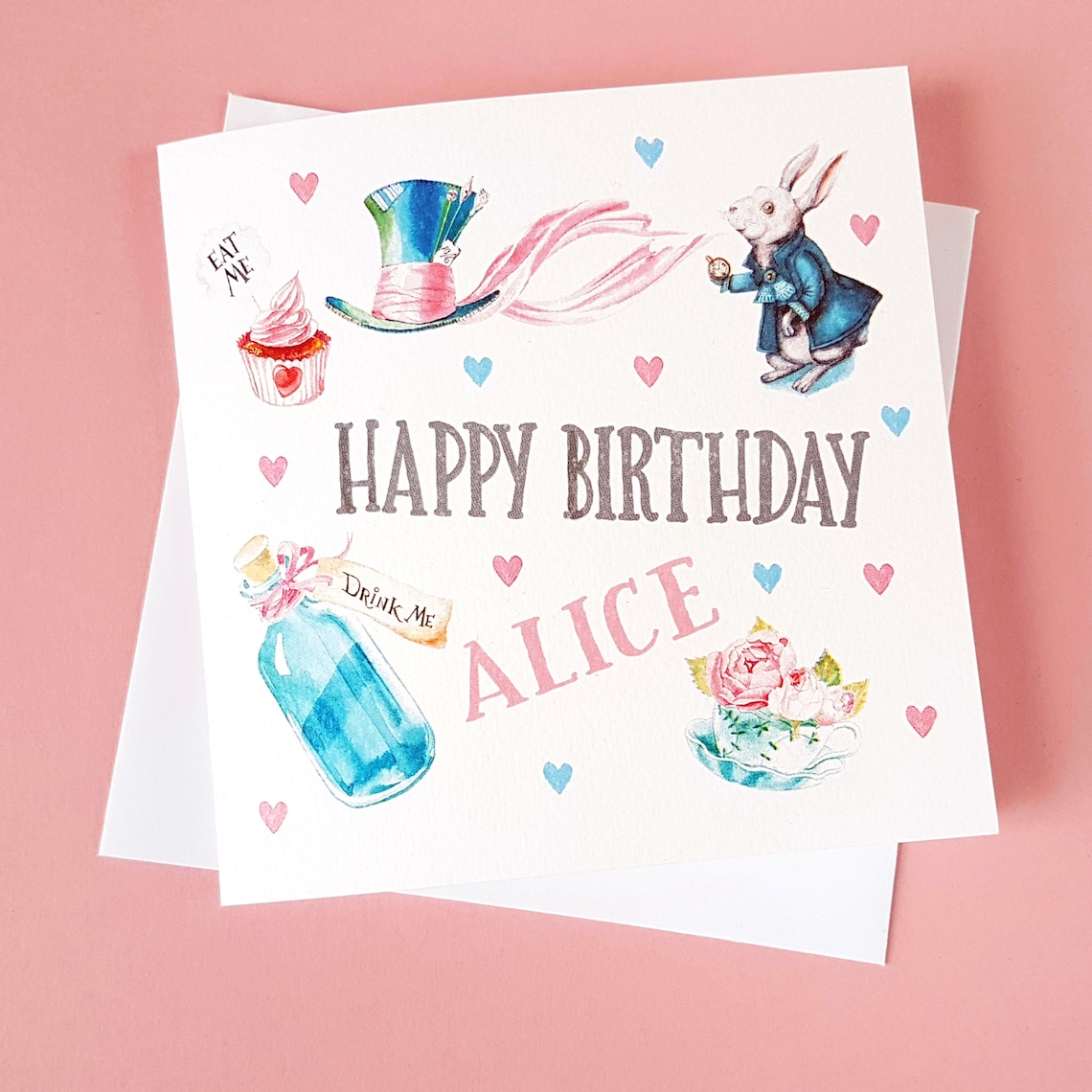 Personalised Birthday Card Alice in Wonderland Birthday Card | Etsy
