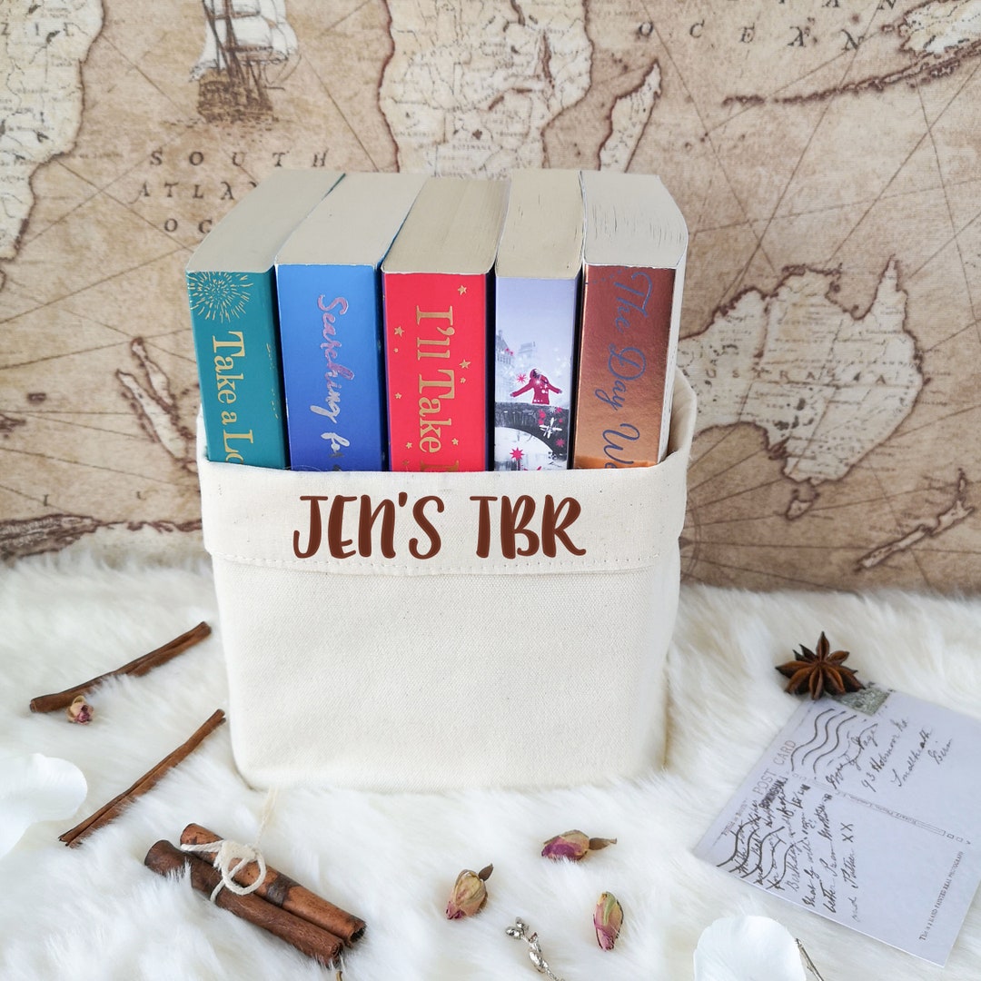 Personalised Book Basket TBR Basket Small Book Organiser - Etsy UK