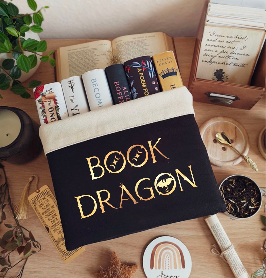 Book Dragon Basket, Book Dragon Design Canvas Organiser, Book Storage ...