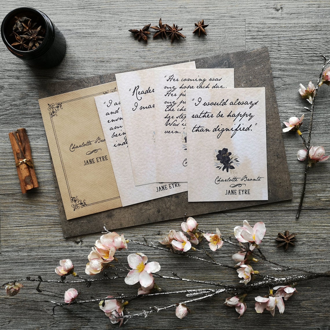 Jane Eyre Quote Mini Prints Charlotte Bronte Book Lover Gift | Etsy UK