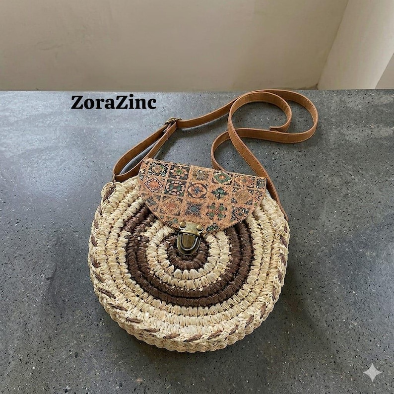 Handwoven Round Straw Crossbody Bag: Boho Chic Summer Travel Purse - Etsy