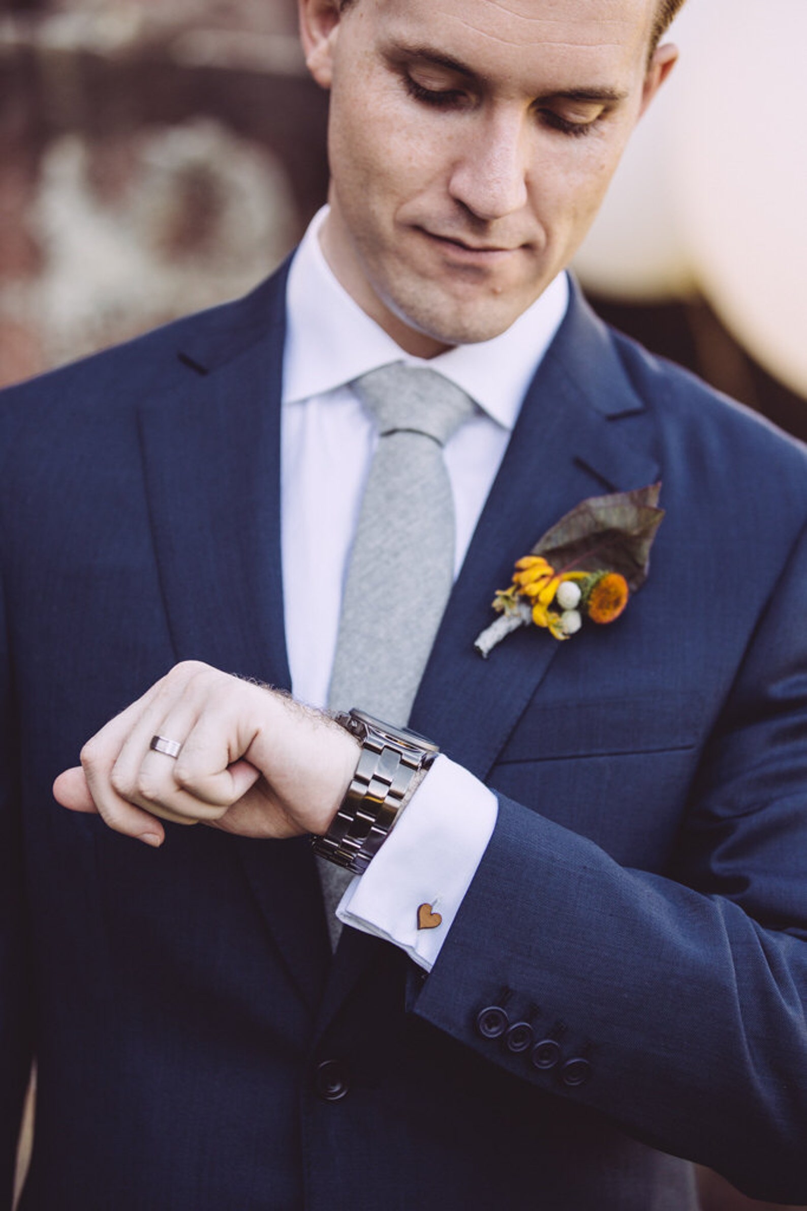 Cufflinks - Wedding Cufflinks - Wood Cufflinks - Love Heart Cufflinks ...